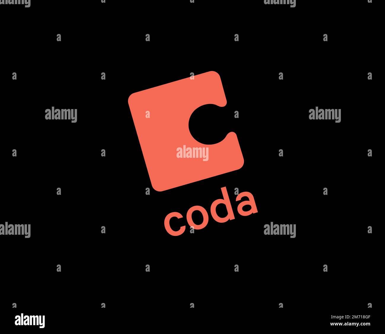Coda. io, rotated logo, black background Stock Photo - Alamy