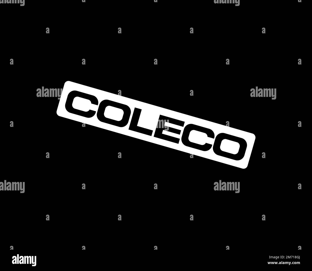 Coleco, rotated logo, black background B Stock Photo - Alamy
