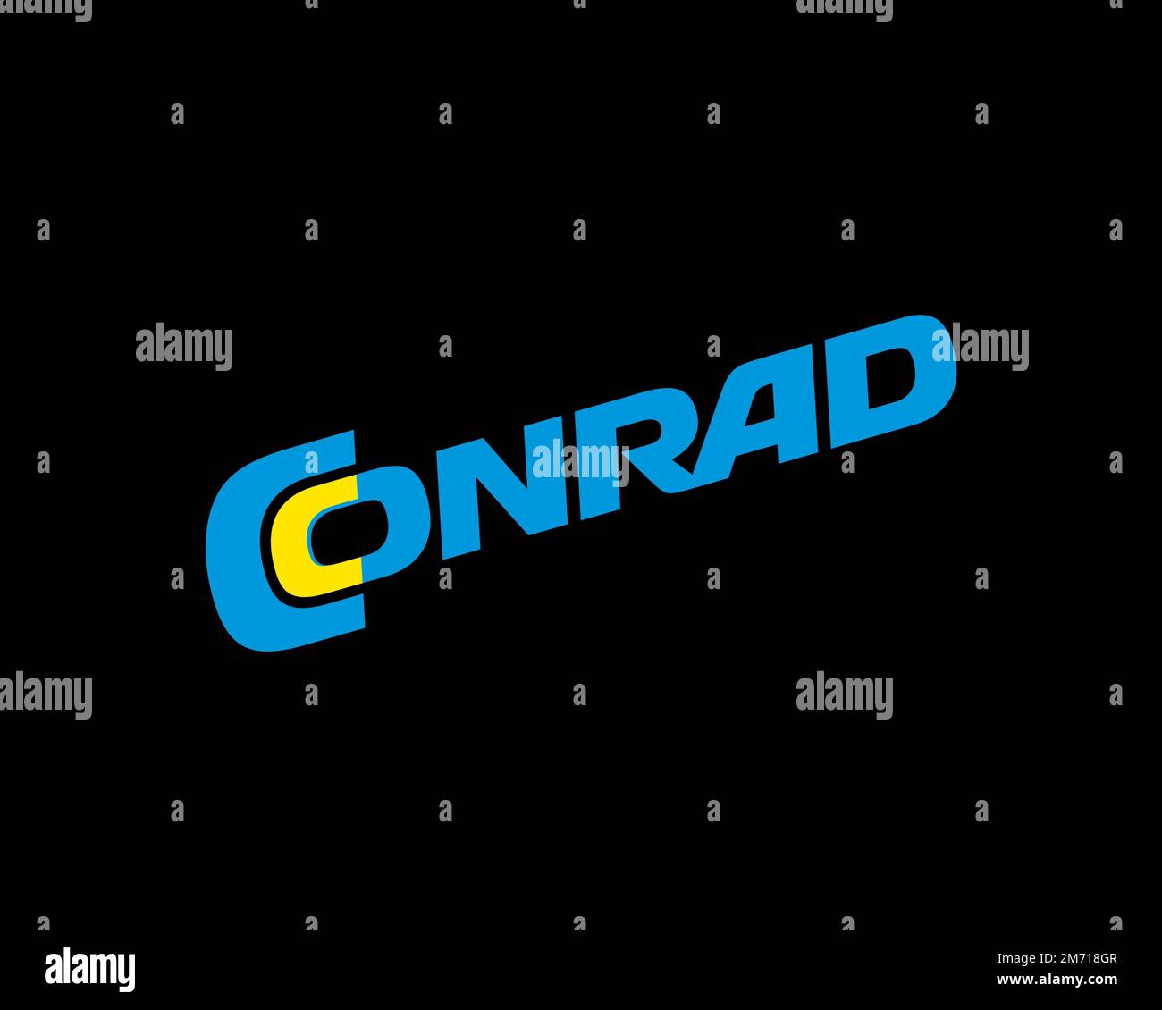 Conrad Electronic, rotated logo, black background Stock Photo - Alamy