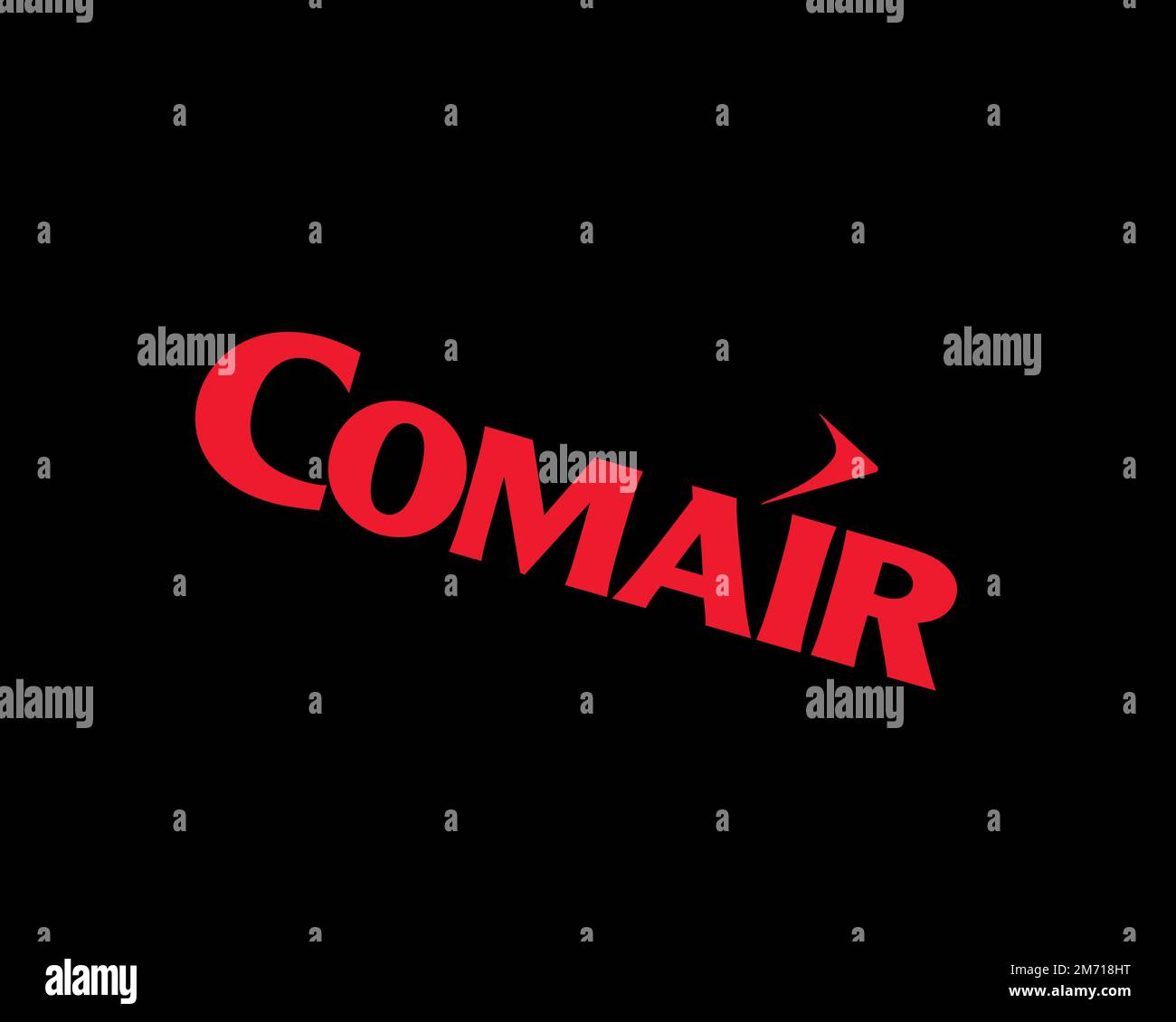 Comair, rotated logo, black background B Stock Photo - Alamy