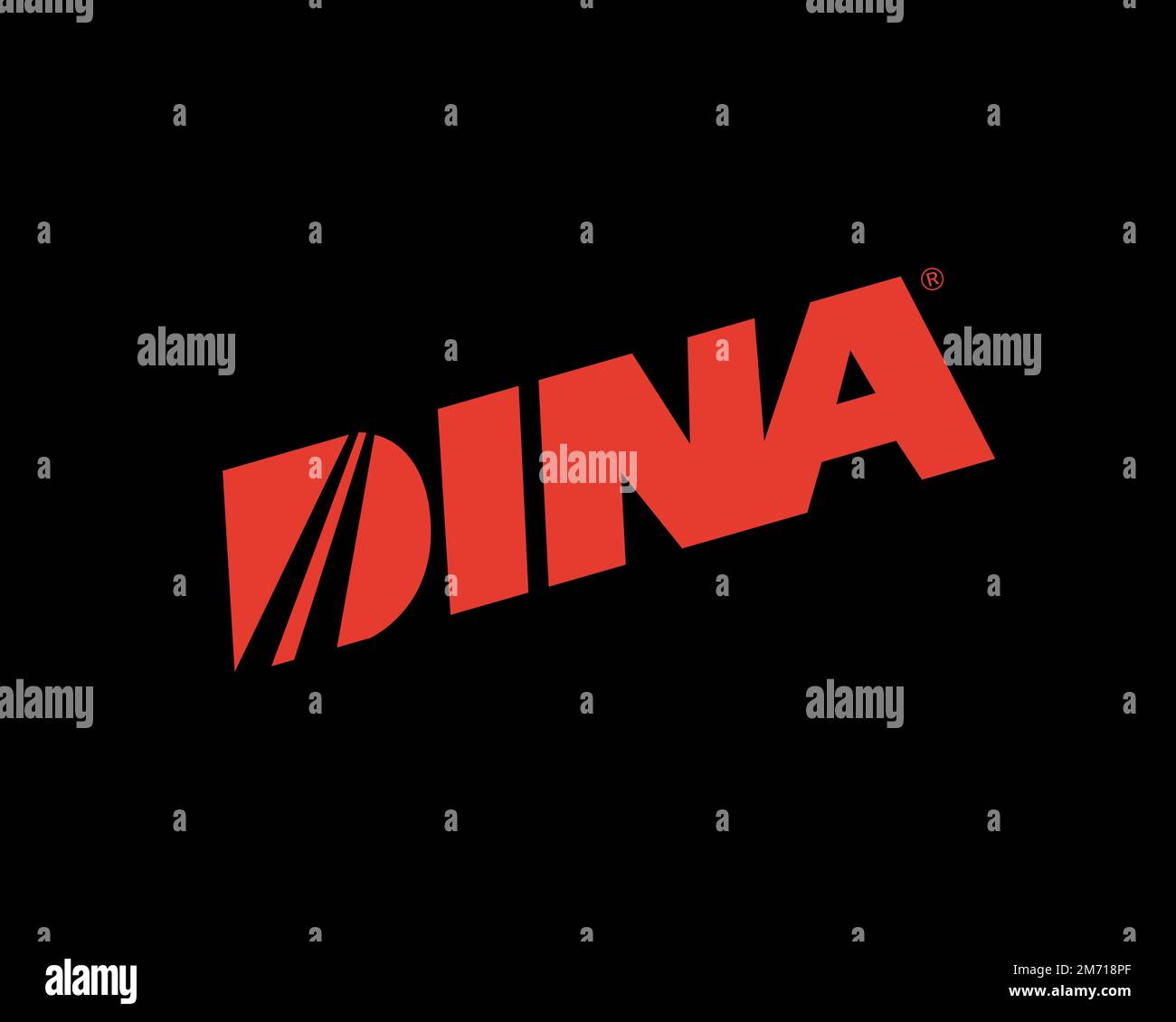 DINA S. A. rotated logo, black background Stock Photo - Alamy