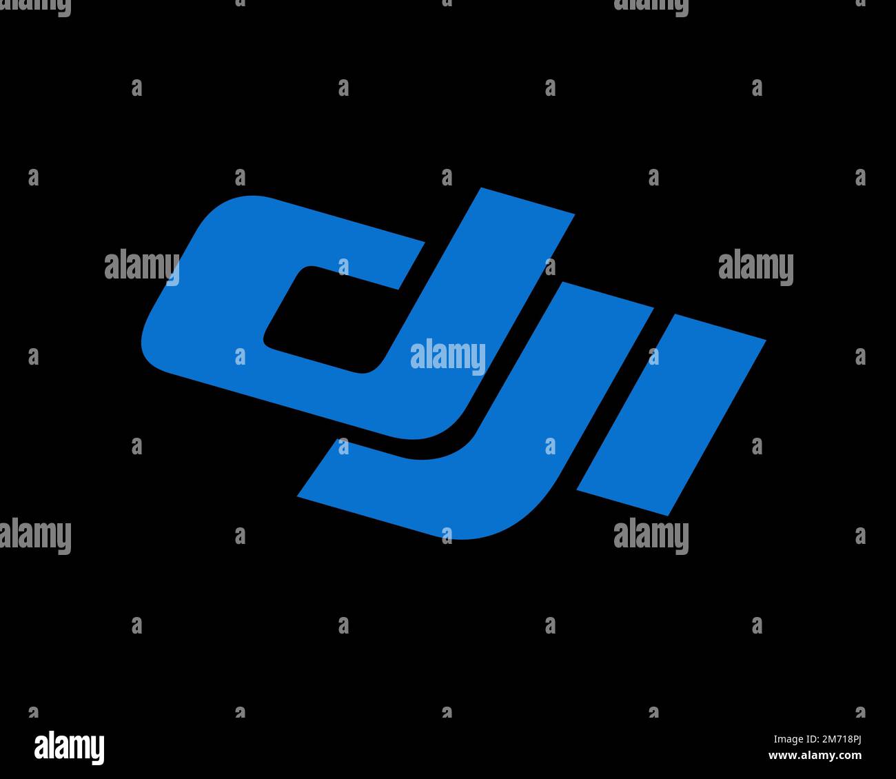 DJI company, rotated logo, black background B Stock Photo - Alamy