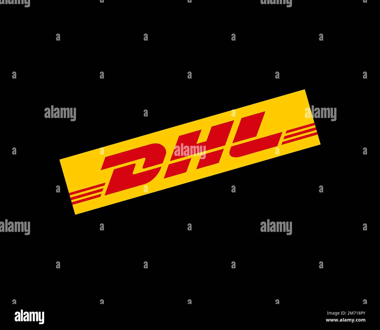 DHL Air UK, rotated logo, black background Stock Photo - Alamy