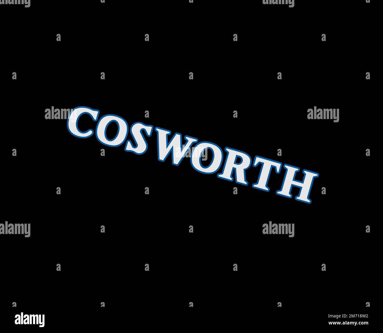 Cosworth, rotated logo, black background B Stock Photo - Alamy