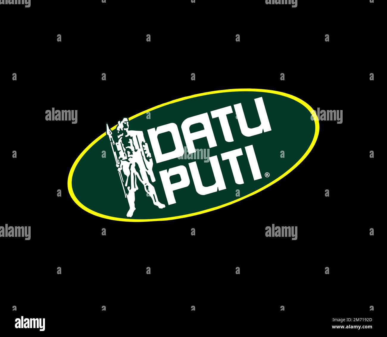Datu Puti, Rotated Logo, Black Background Stock Photo - Alamy