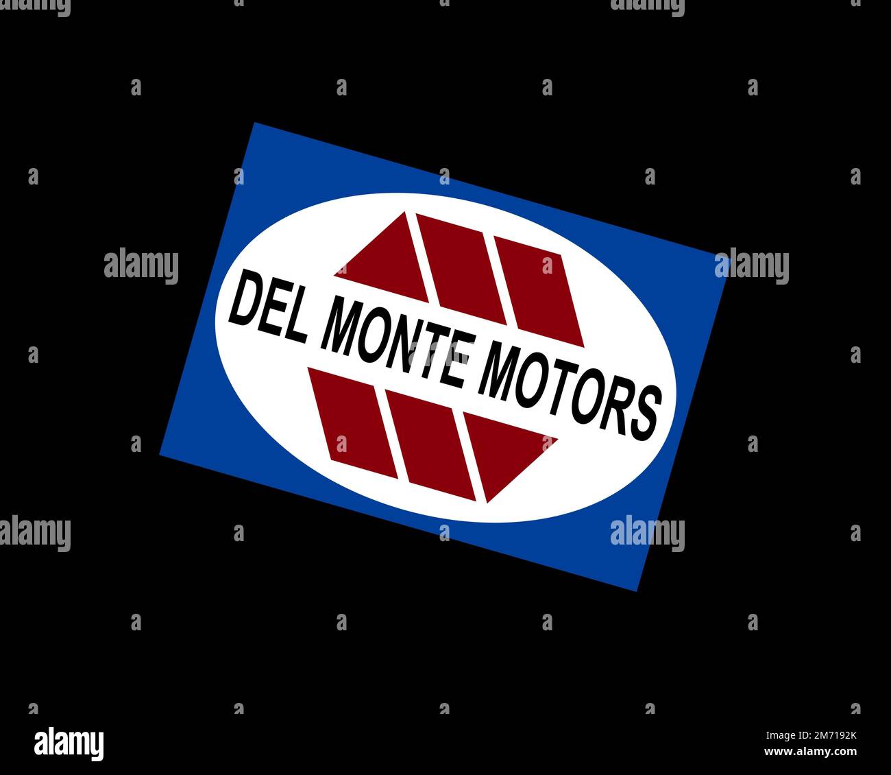 Del Monte Motors, rotated logo, black background B Stock Photo - Alamy