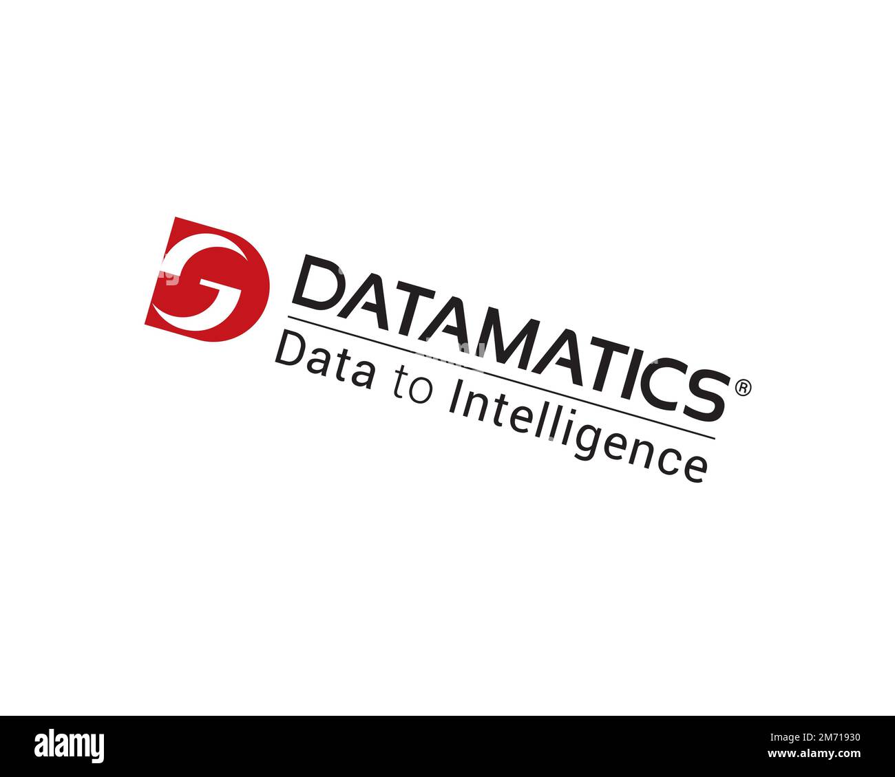 Datamatics, rotated logo, white background B Stock Photo - Alamy