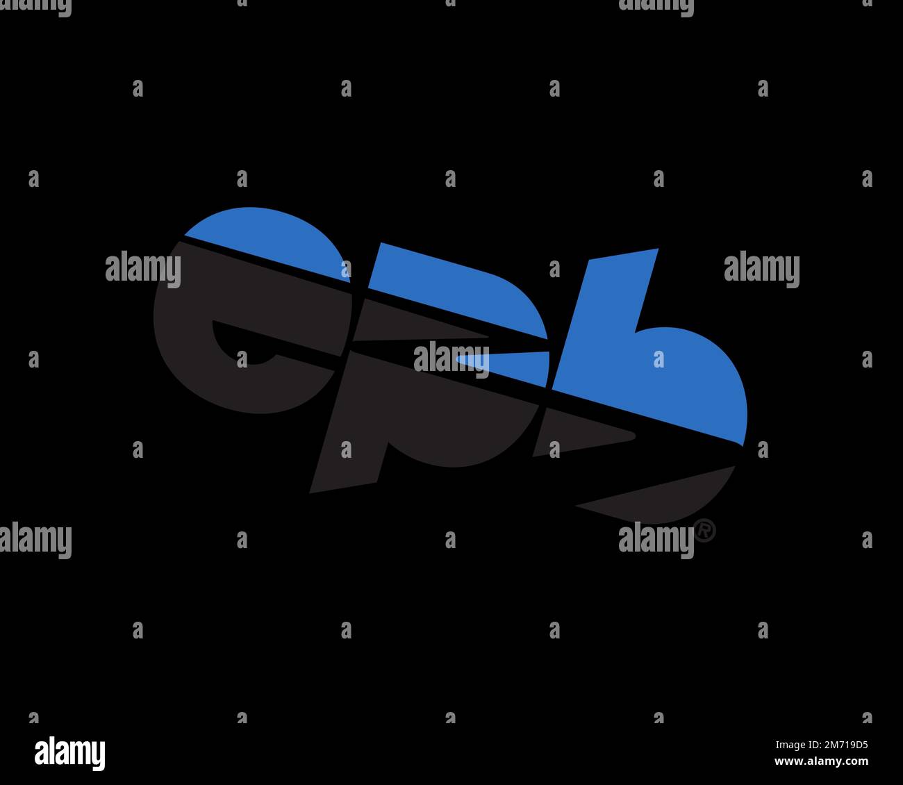EPB, rotated logo, black background B Stock Photo - Alamy
