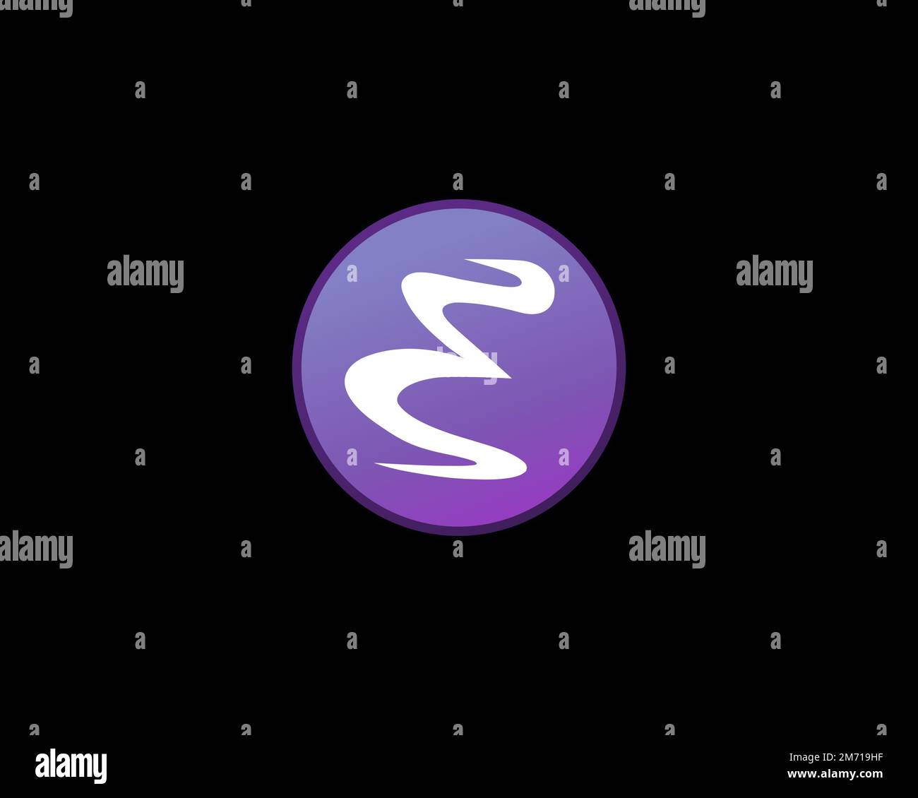 Emacs, rotated logo, black background B Stock Photo - Alamy