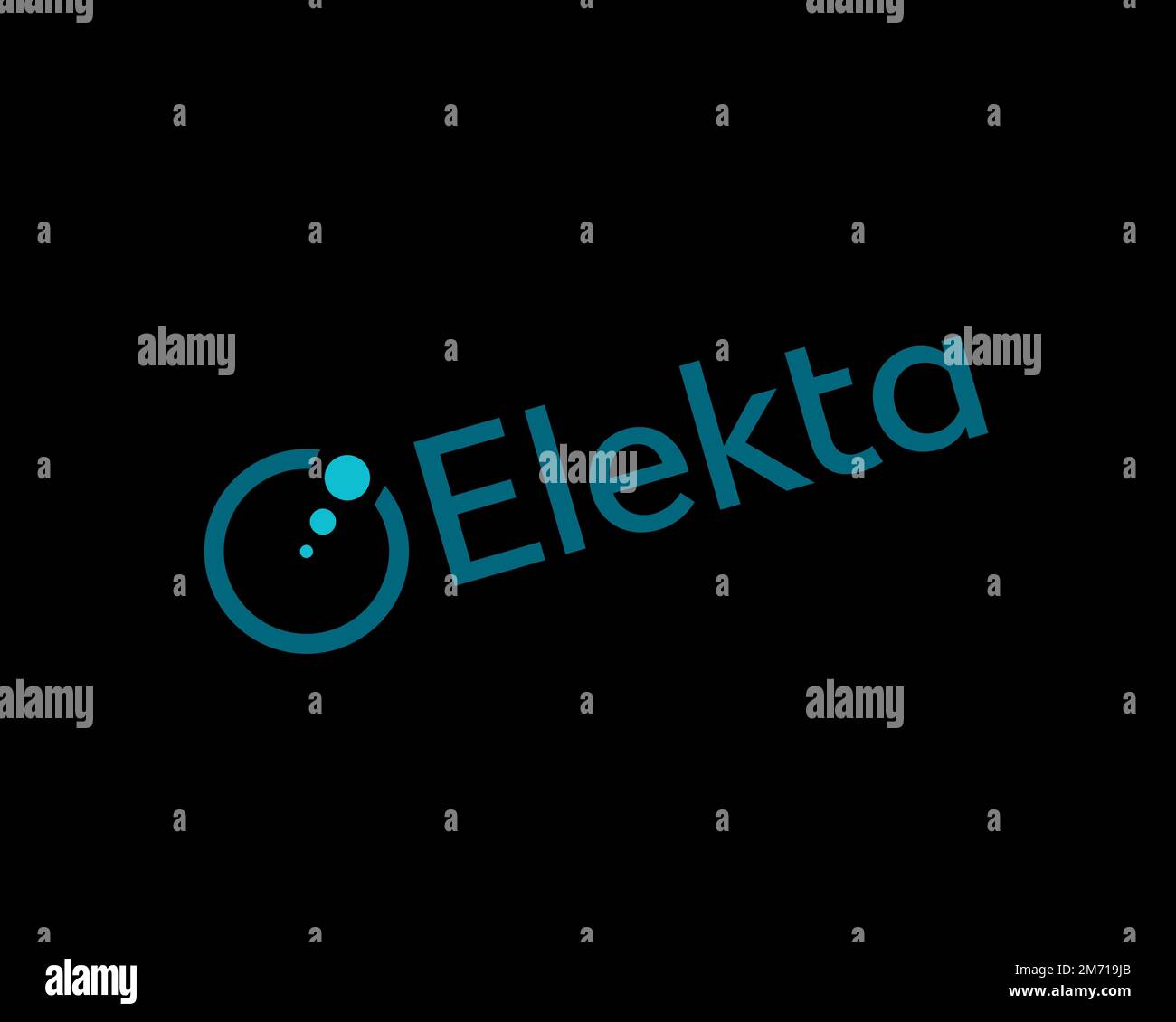 Elekta, rotated logo, black background Stock Photo - Alamy