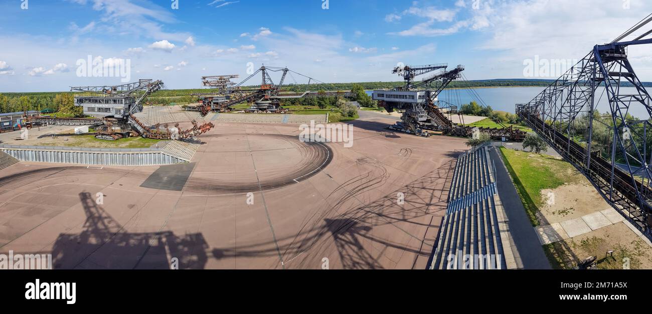 Panoramic photo of lignite excavator giants at the Ferropolis ...