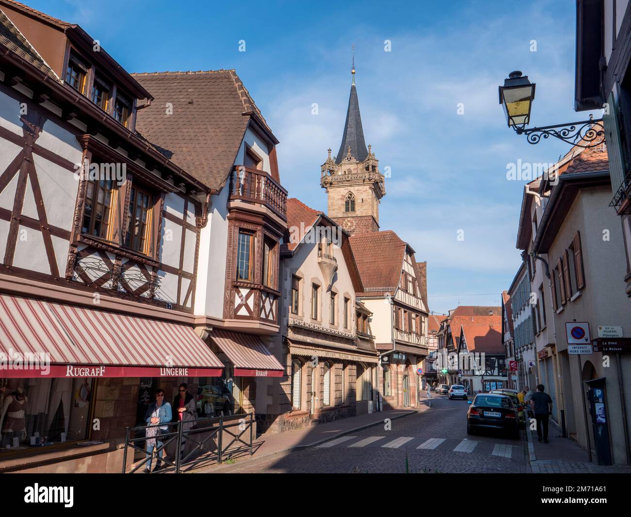 Half-timbered houses in the old town, Oberehnheim, Obernai, Grand Est ...