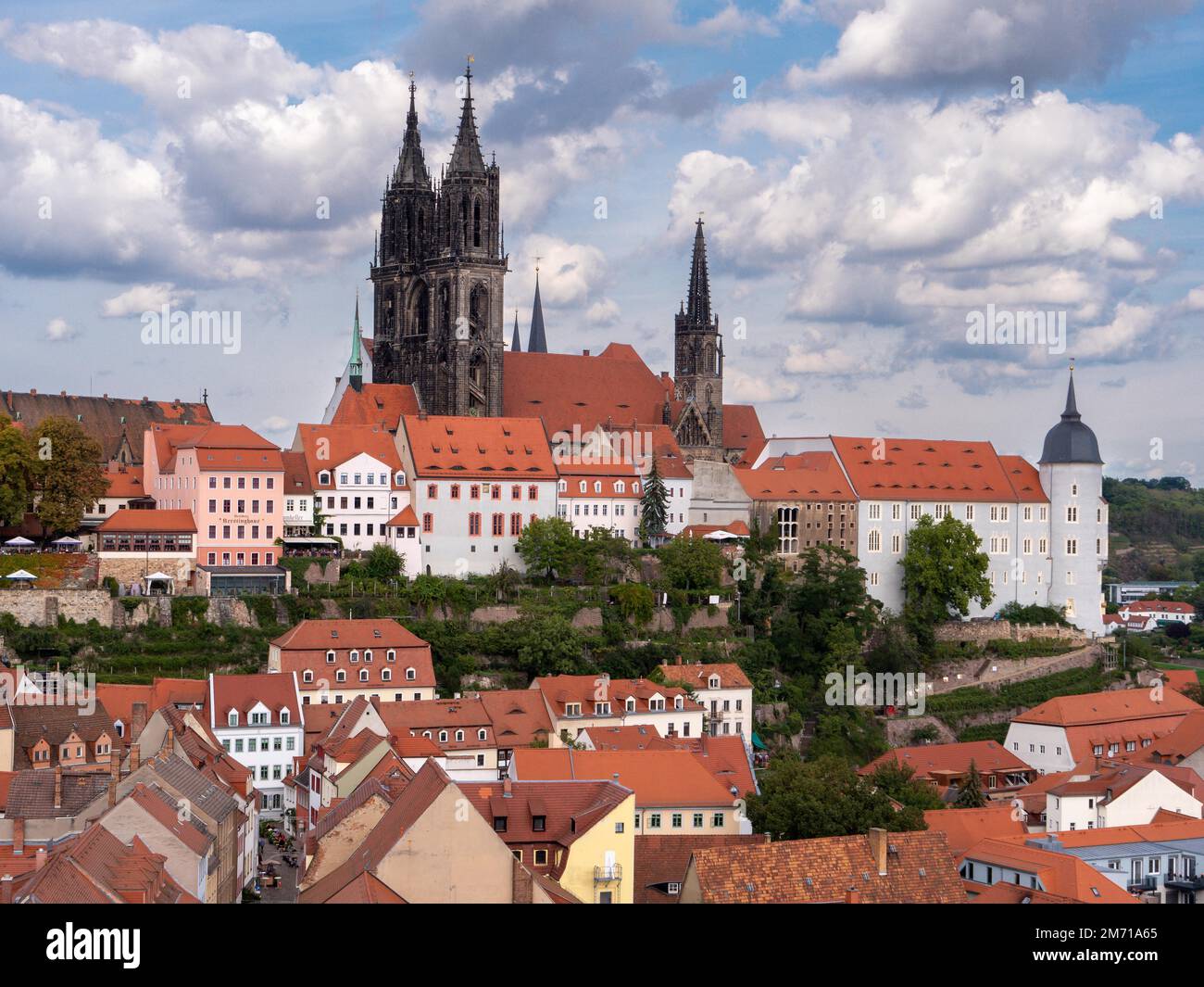 Burgberg with Albrechtsburg Castle and Cathedral, Meissen, Saxony ...