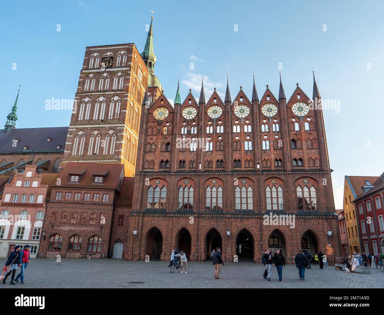 Gothic brick building Town Hall of the Hanseatic City of Stralsund at ...