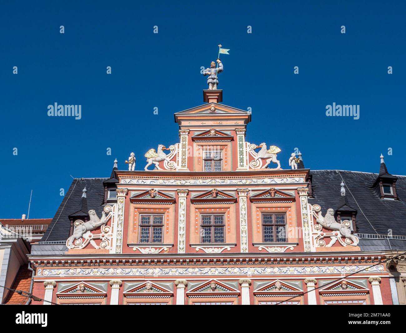 Detail Splendid facade decoration on the Haus zum Breiten Herd ...