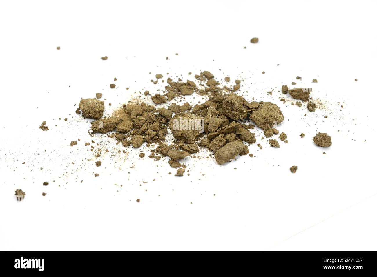 Dirty earth on white background. Natural soil texture. Pile of dried ...