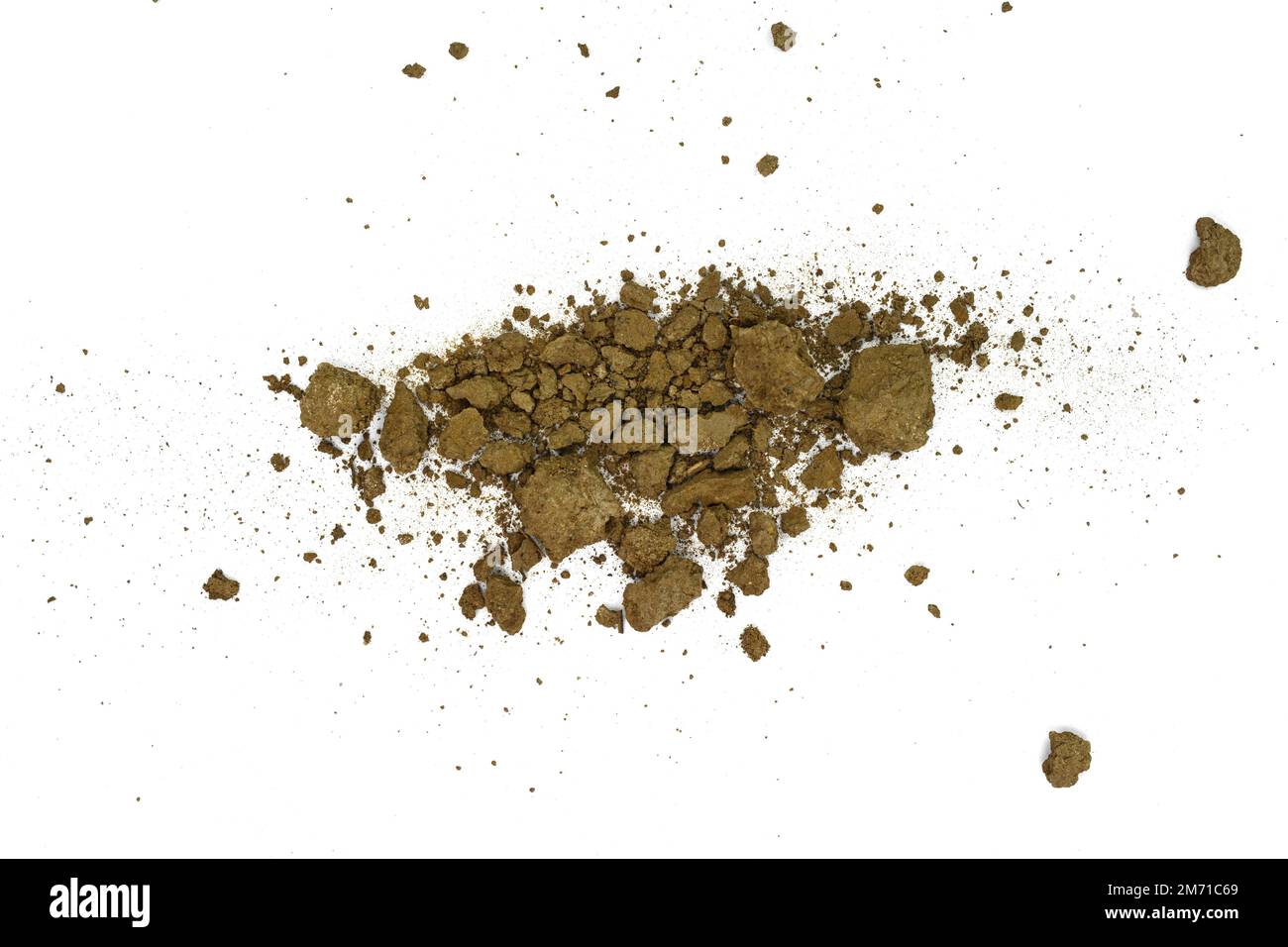 Dirty earth on white background. Natural soil texture. Pile of dried ...