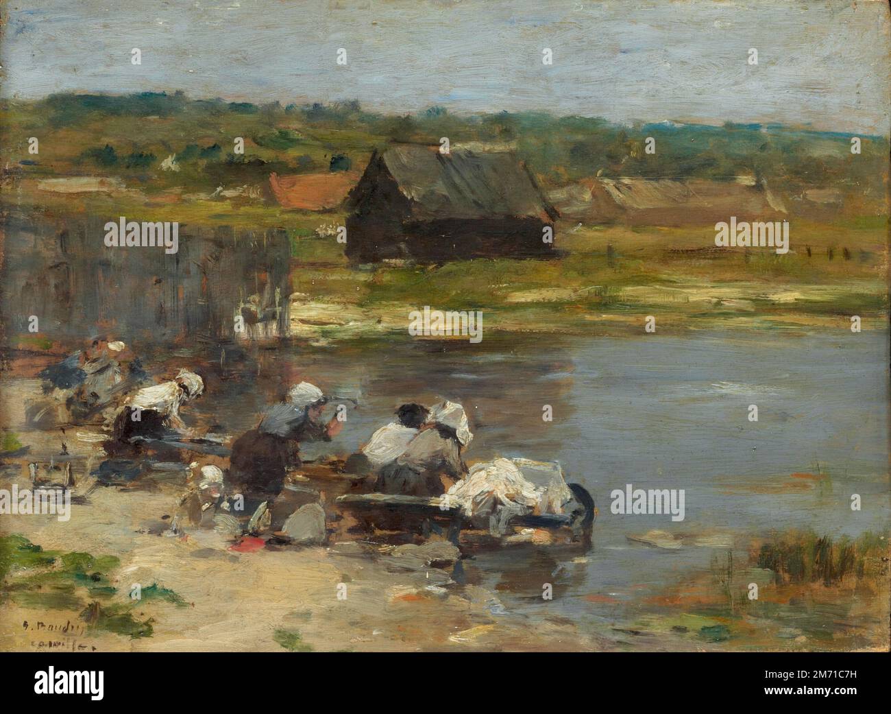 Eugène-Louis Boudin. Washerwomen at the Edge of the Pond. 1880/85 Stock ...