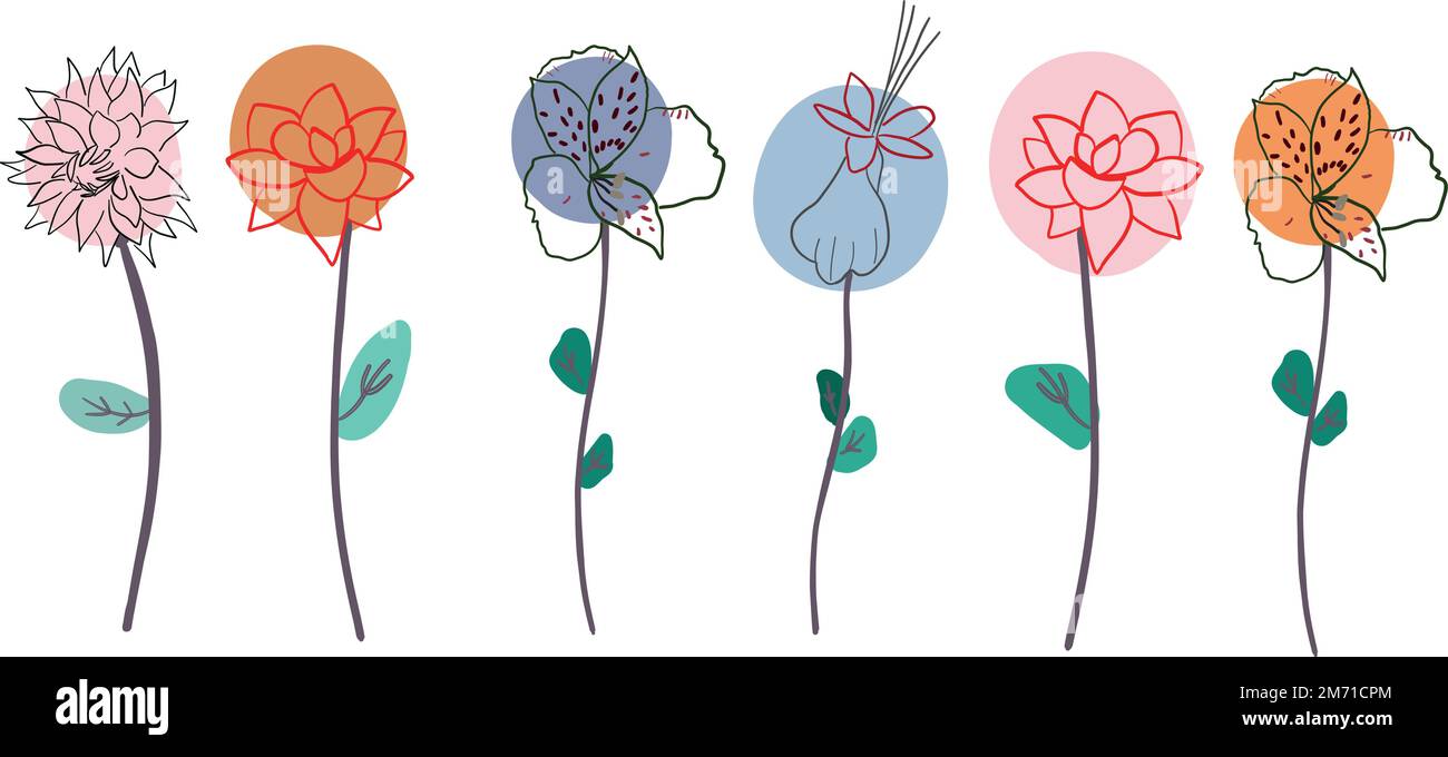 Spring time in a row simple hand drawn floral border design ...