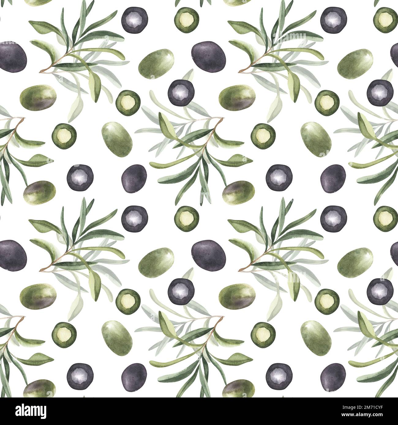 Branches olive tree seamless Cut Out Stock Images & Pictures - Alamy