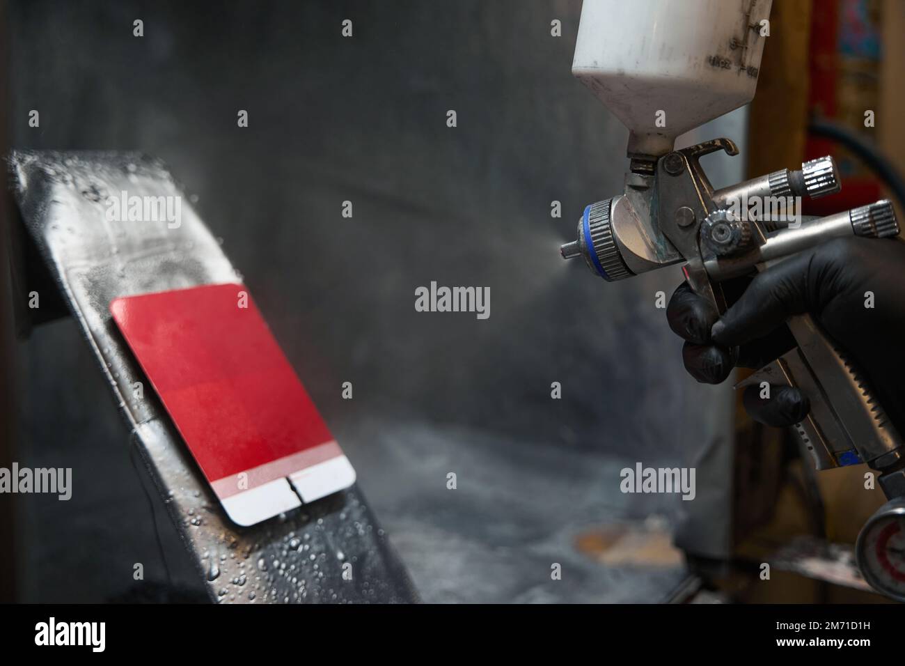 Close up photo of color test, spraying on card Stock Photo - Alamy