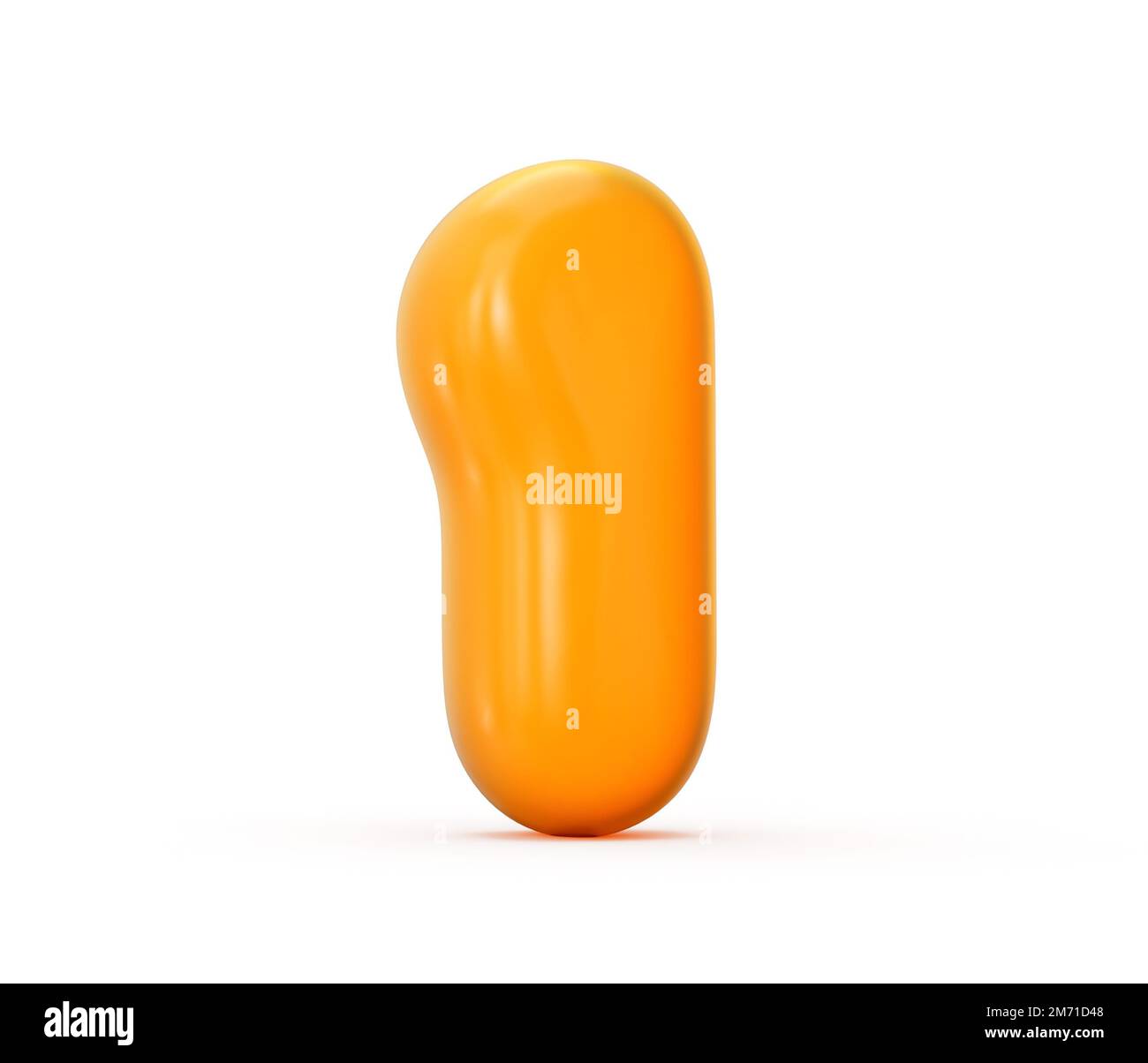 A 3D render of an orange jelly number 1 isolated on a white background ...