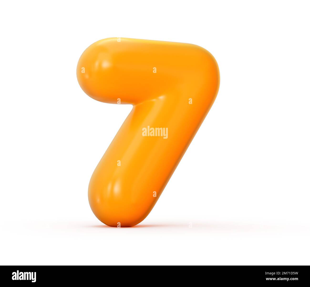 A 3D render of an orange jelly number 7 isolated on a white background ...