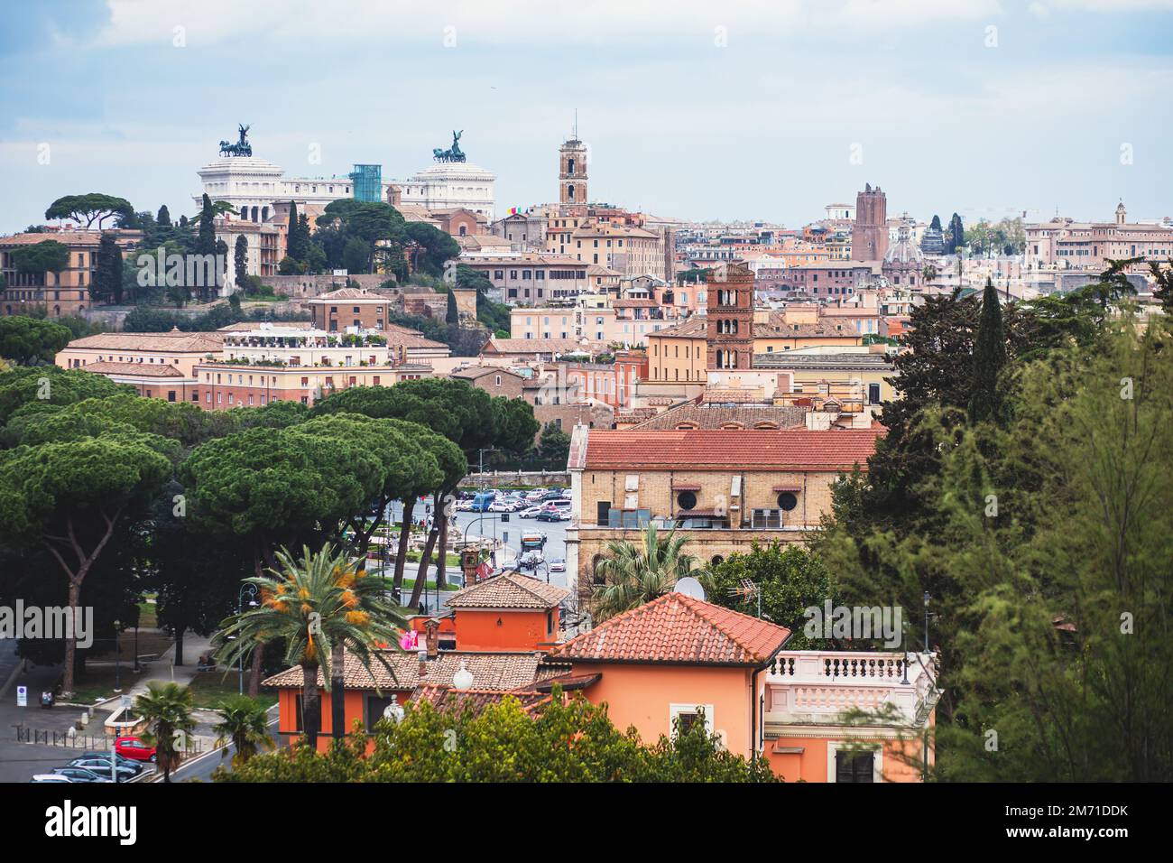 Rome panorama, Lazio, Italy, beautiful panoramic vibrant summer wide ...