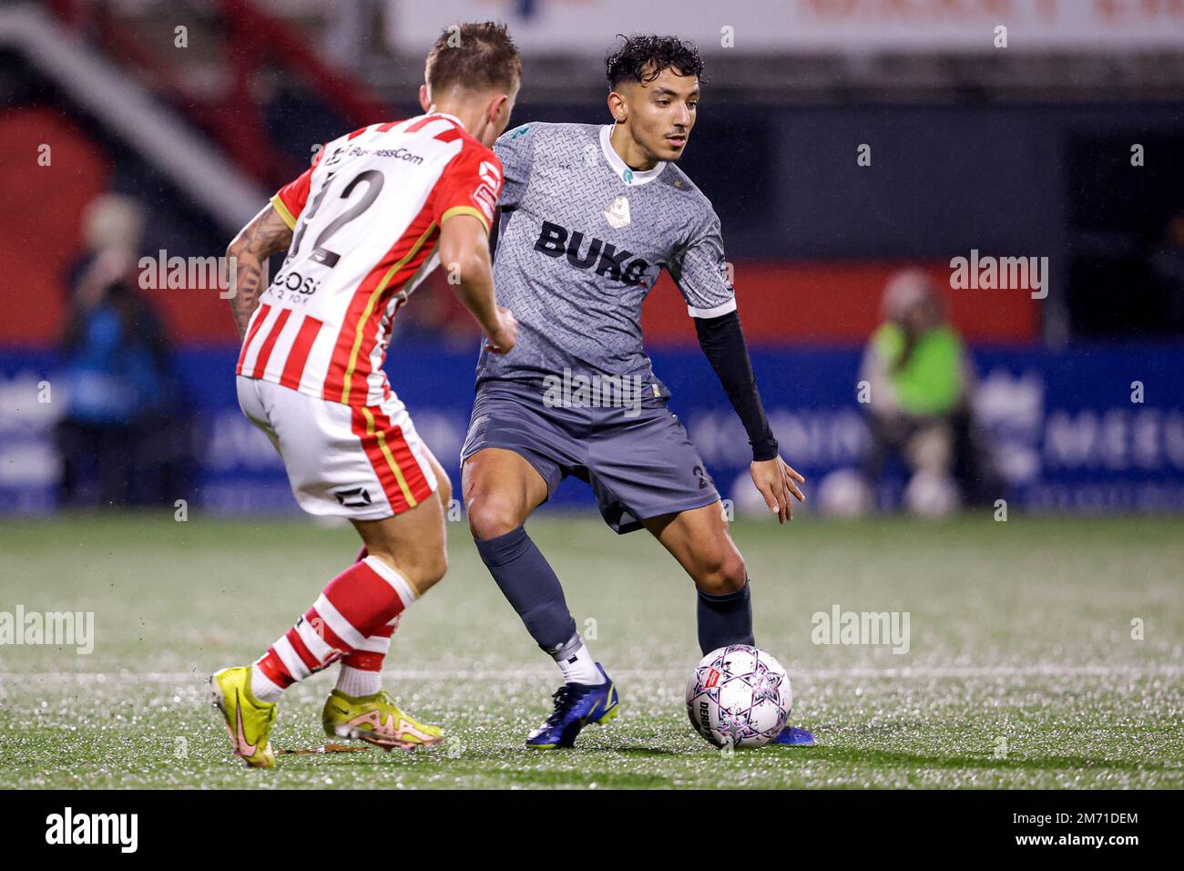 OSS, NETHERLANDS - JANUARY 6: Dean van der Sluijs of TOP Oss, Yahya Boussakou of Telstar during ...