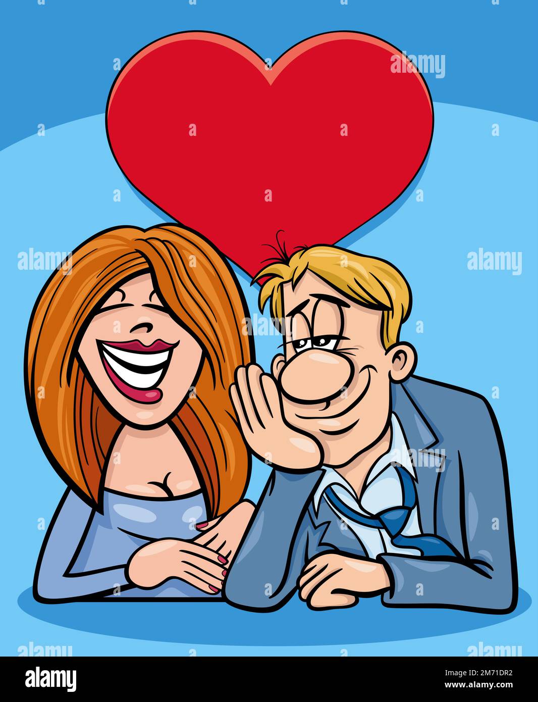 Valentines Day greeting card cartoon illustration with couple in love ...
