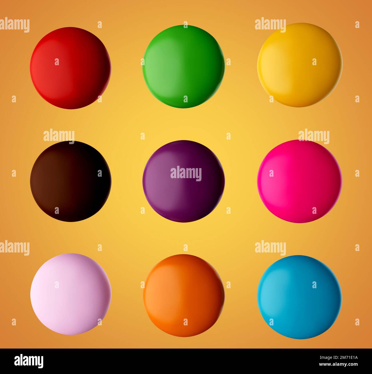 A 3d illustration of colorful candy gems isolated on golden background ...
