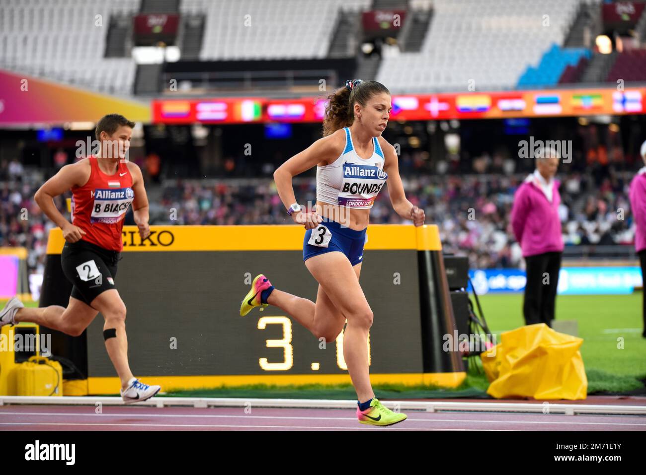 Kaitlin Bounds of USA competing in the T20 800m final in the 2017 World Para Athletics ...