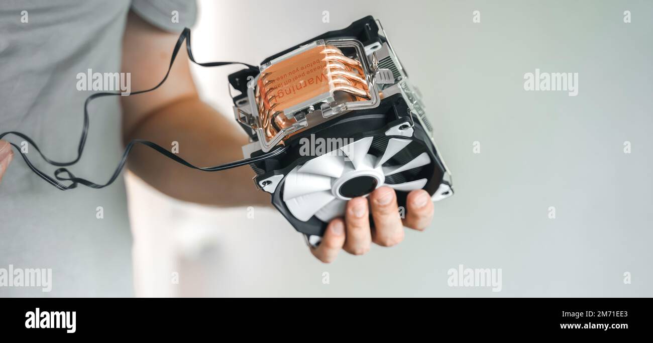 Man engineer,collector.Independent self computer assembly. Mounting socket processor,random ...