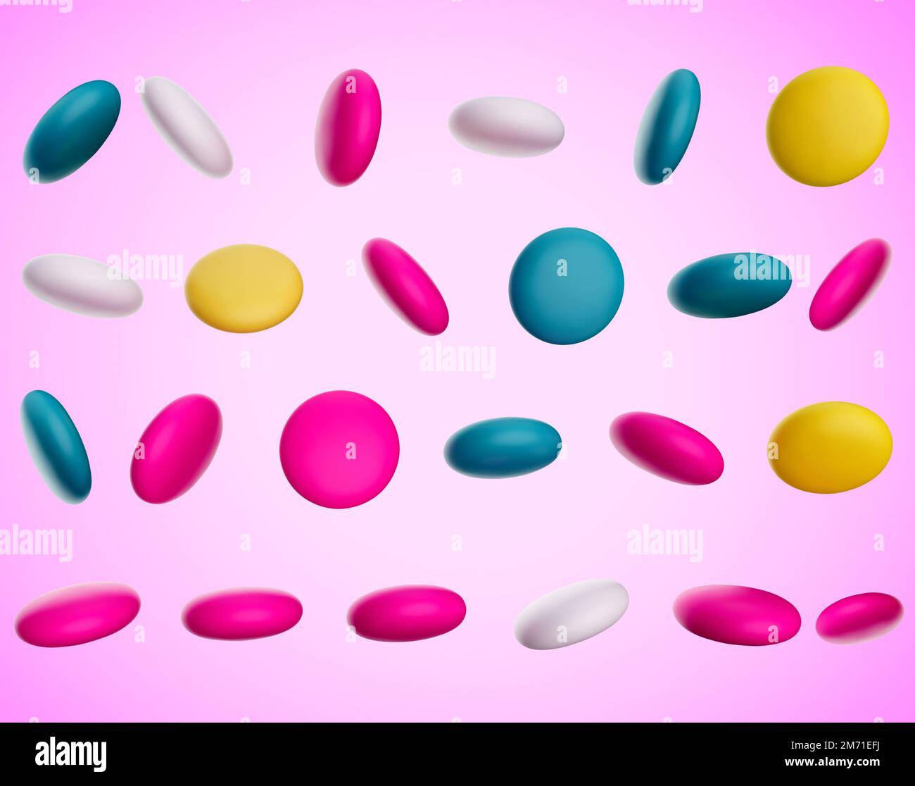A 3d illustration of falling candy gems on a pink background Stock ...
