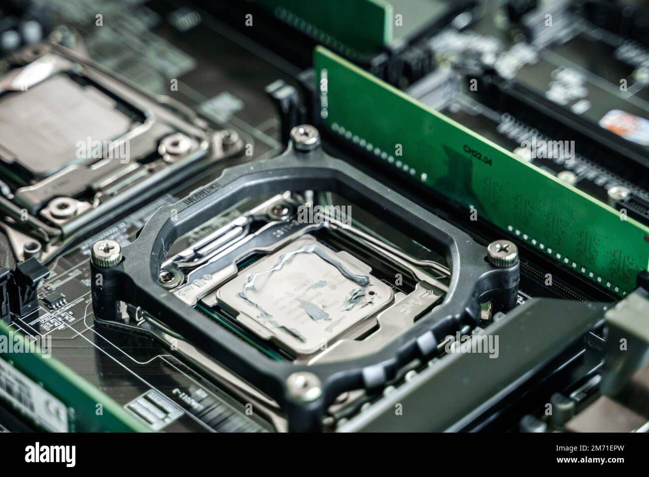 Man engineer,collector.Independent self computer assembly. Mounting in sockets processor,random ...