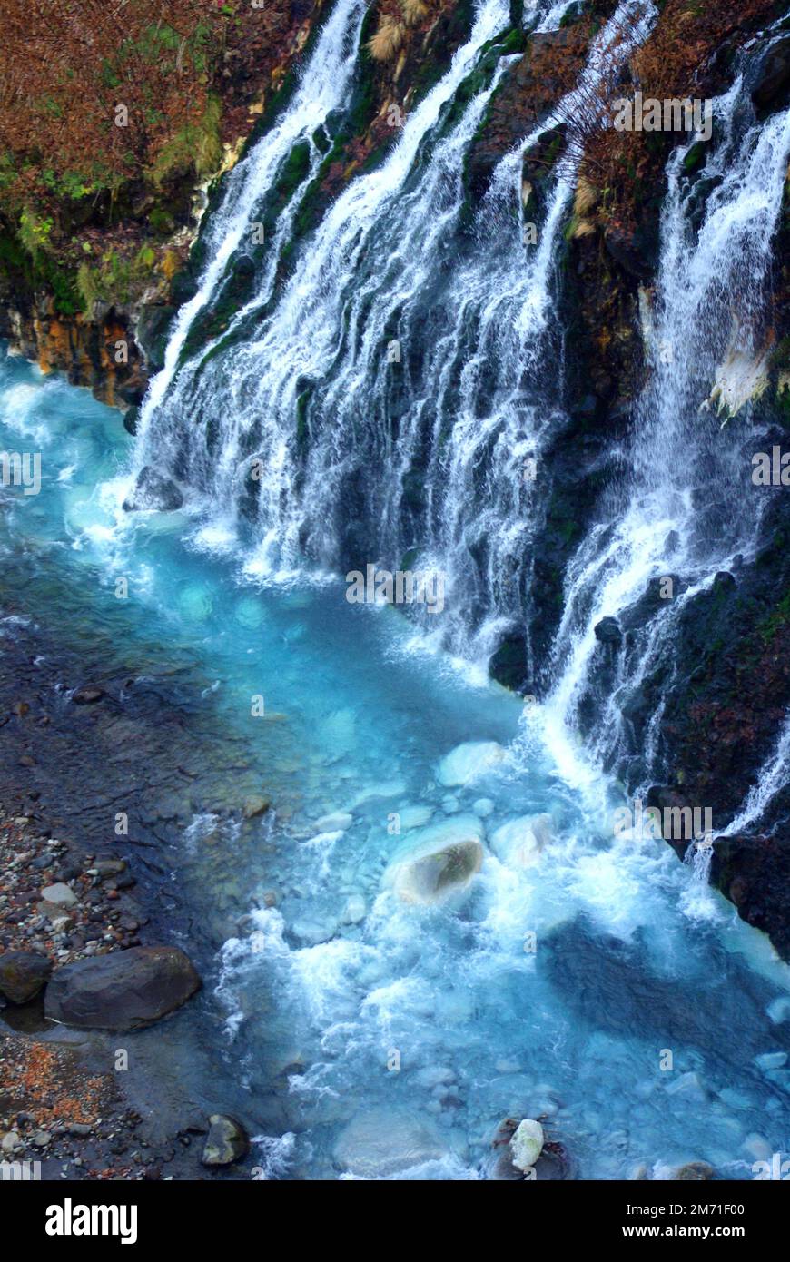 Bright blue waterfall in Hokkaido Japan Stock Photo - Alamy