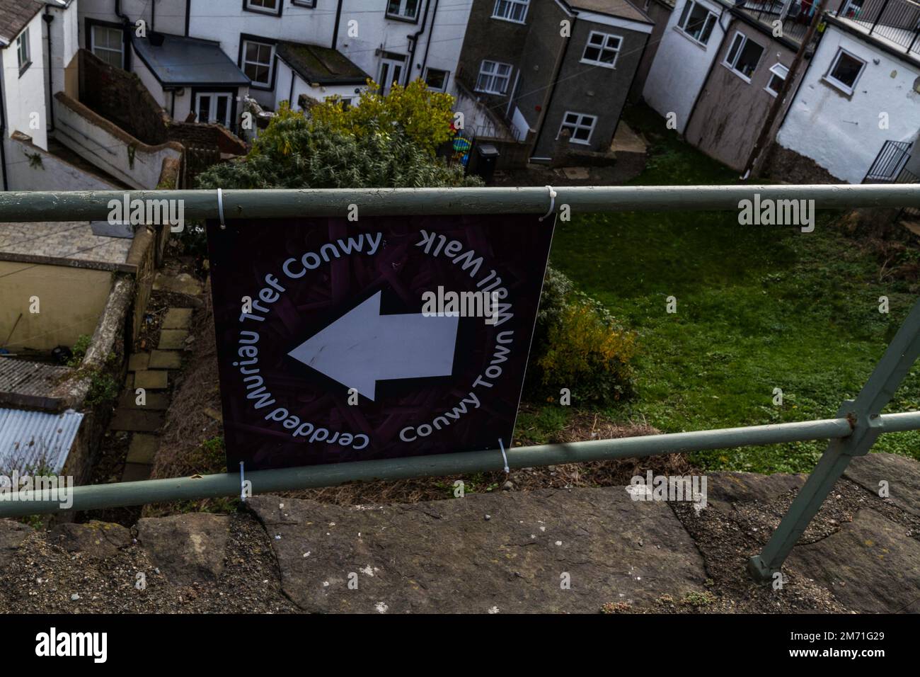 CONWY, WALES – NOVEMBER 2021: Sign for Conwy Wall Walk. Part of the ...