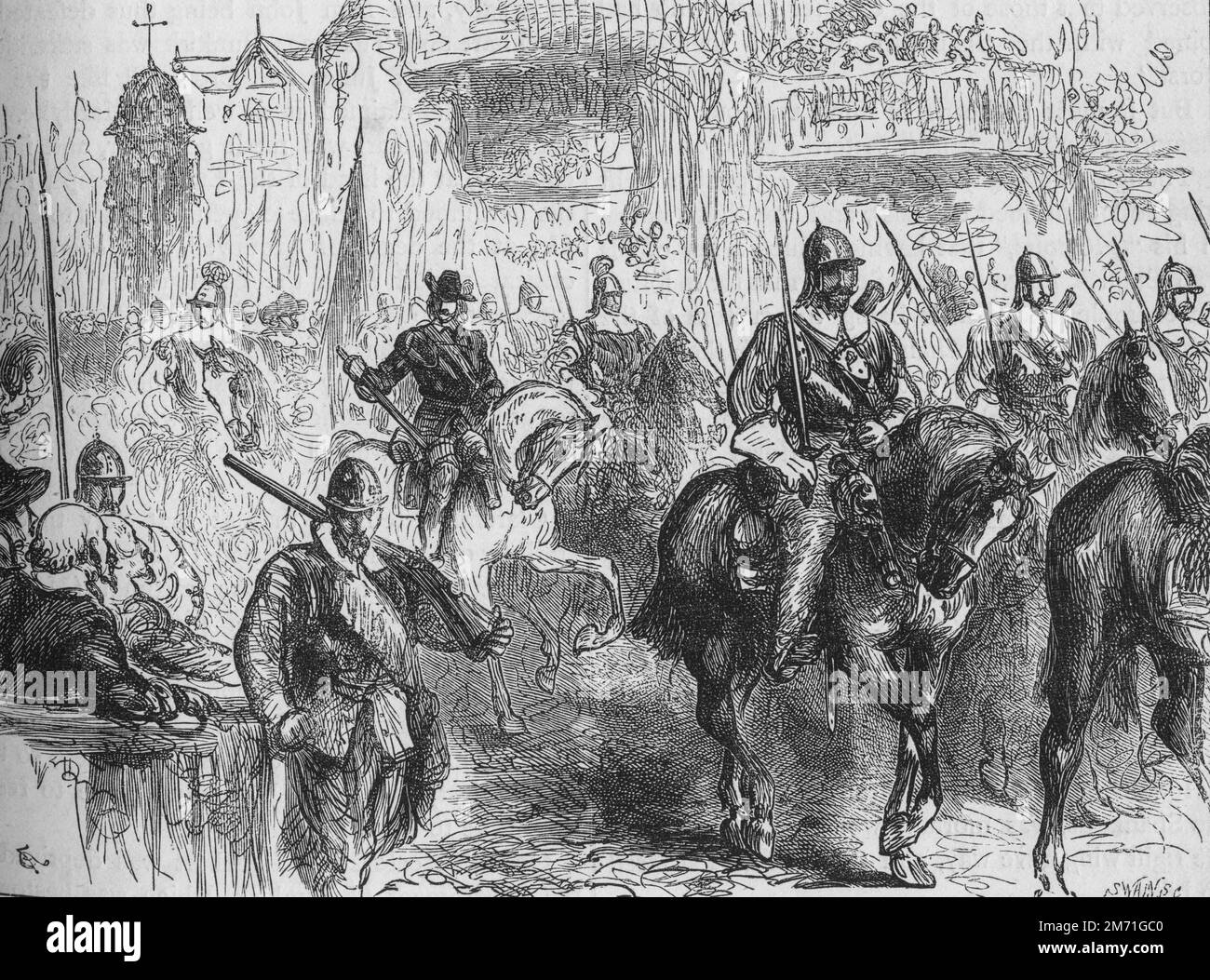 General Monck and his troops entering London in 1660 after the Long ...