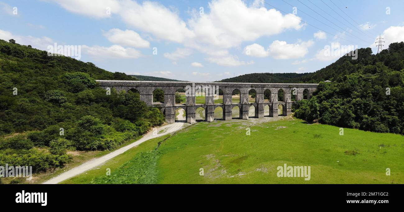 Located in Istanbul, Turkey, the Guzelce Aqueduct was built by Mimar ...