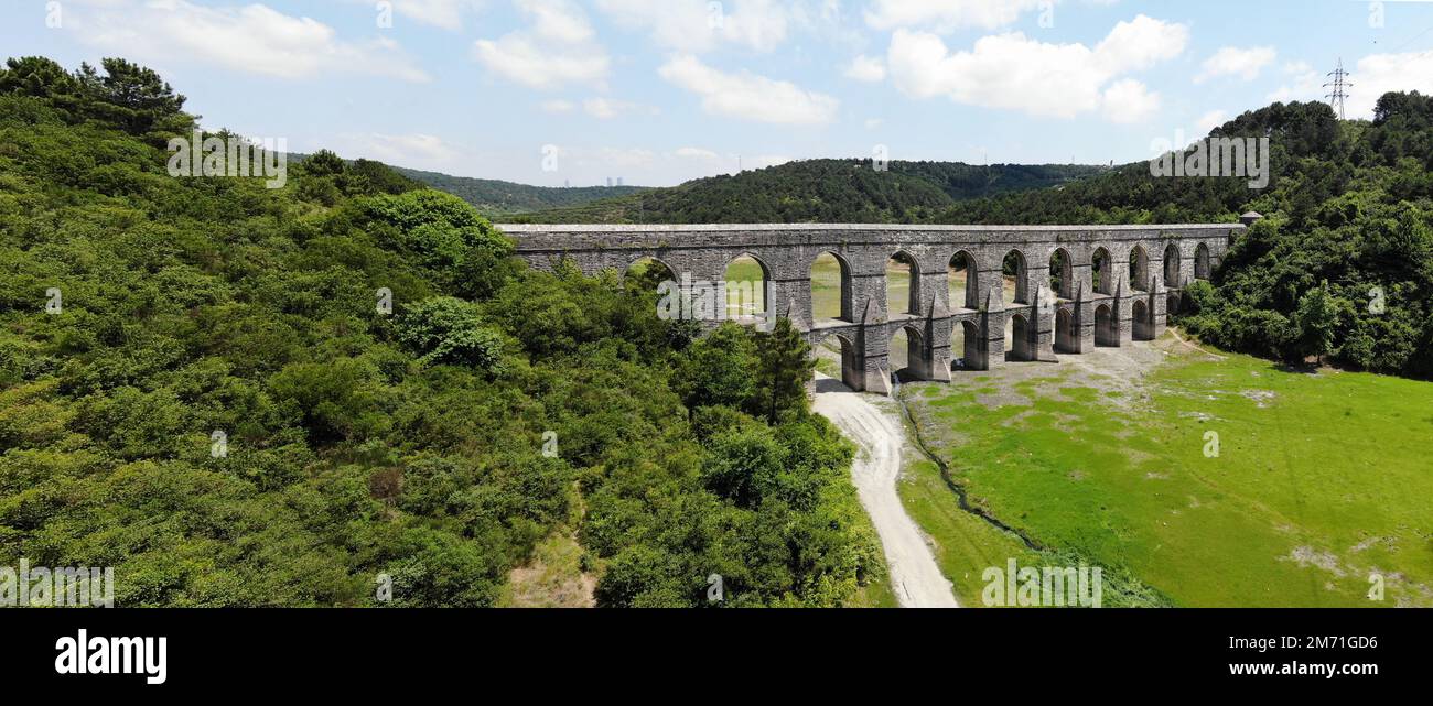 Located in Istanbul, Turkey, the Guzelce Aqueduct was built by Mimar ...