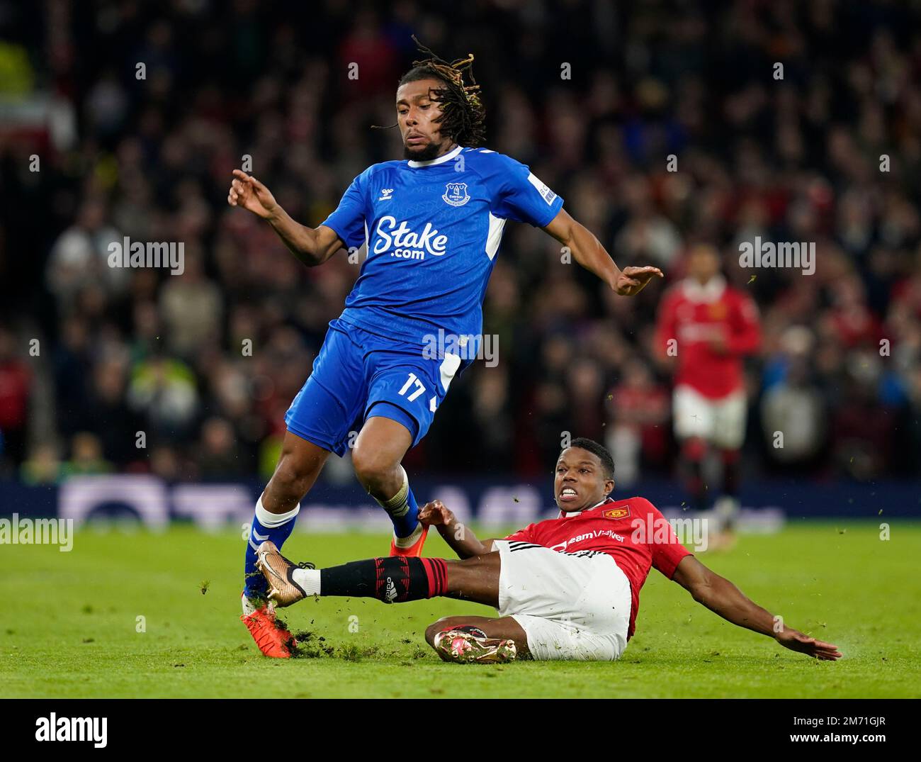 Manchester, England, 6th January 2023. Alex Iwobi of Everton gets ...