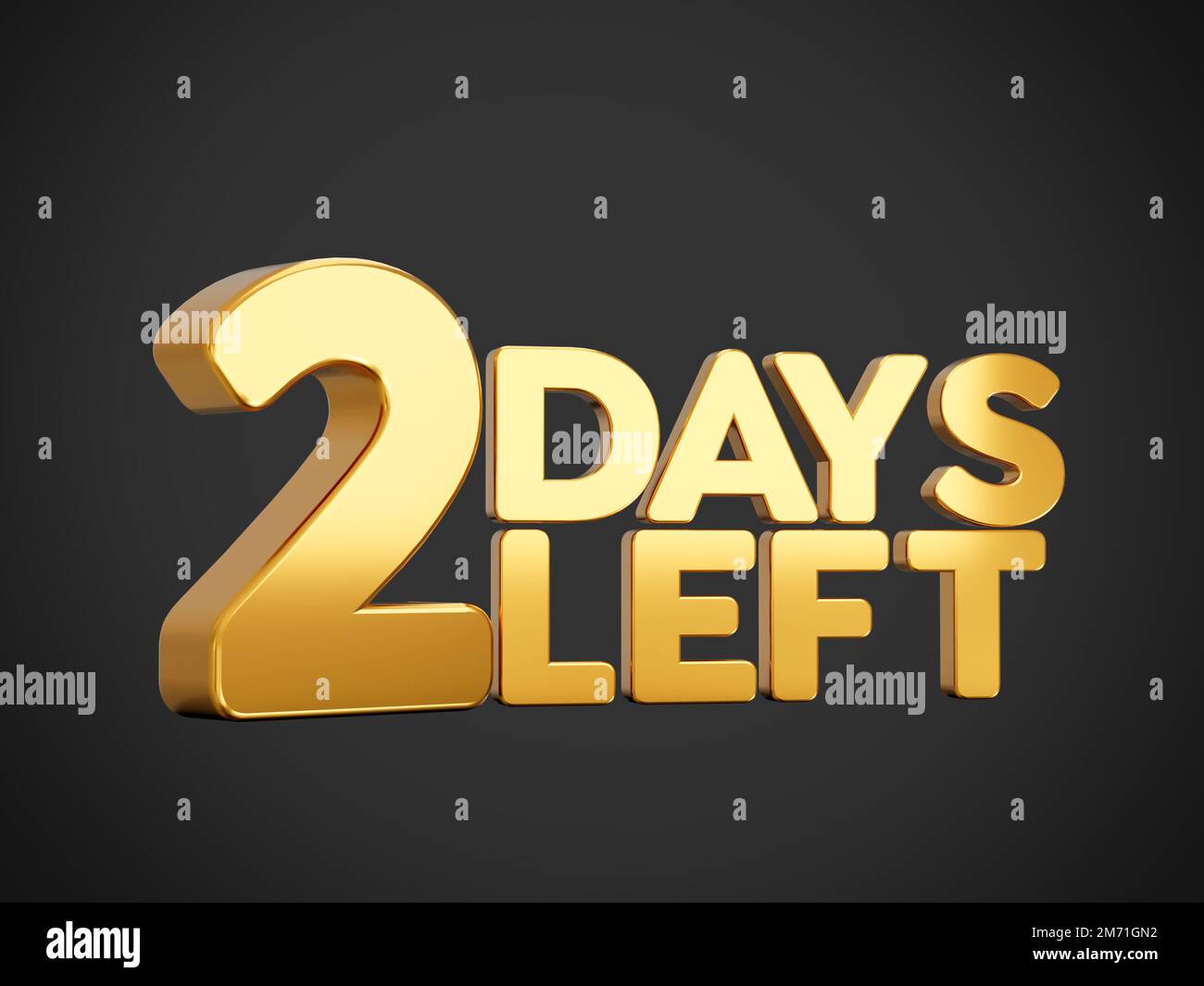 A 3d illustration of two days left symbol on black background Stock ...