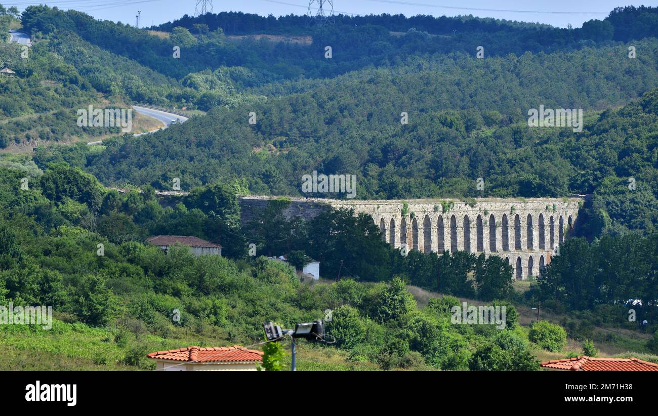 Located in Istanbul, Turkey, the Egri Aqueduct was built by Mimar Sinan ...