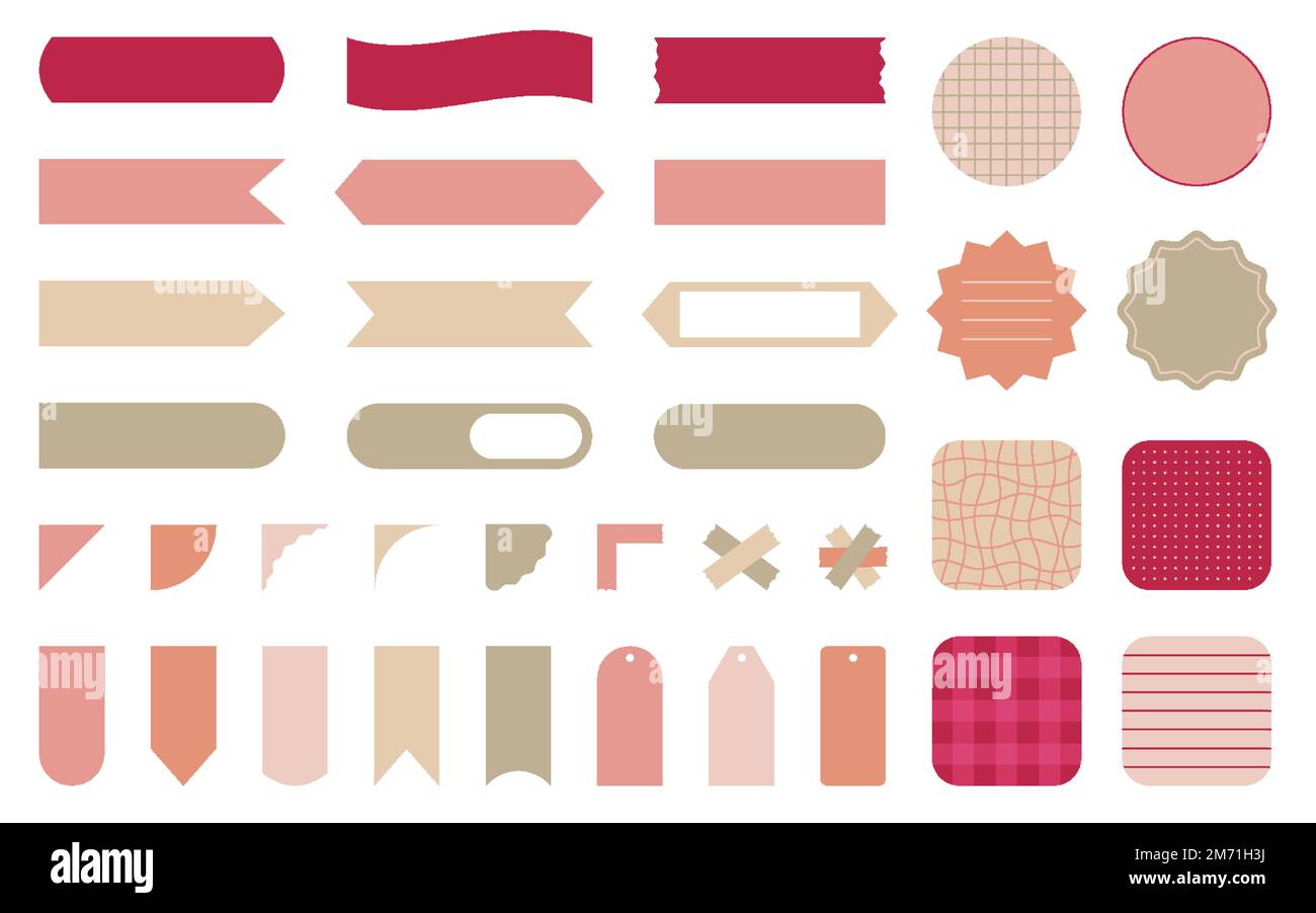 Label scotch sticker flag washi tape cute flat set. Pastel notecard ...