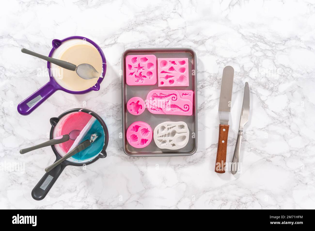 Mermaid themed 3 layer vanilla cake Stock Photo - Alamy