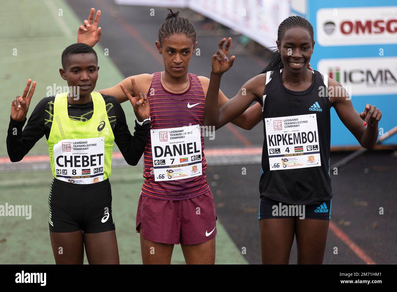 Senior women's podium: 1° Rahel Daniel (Eri), 2° Margaret Chelimo ...