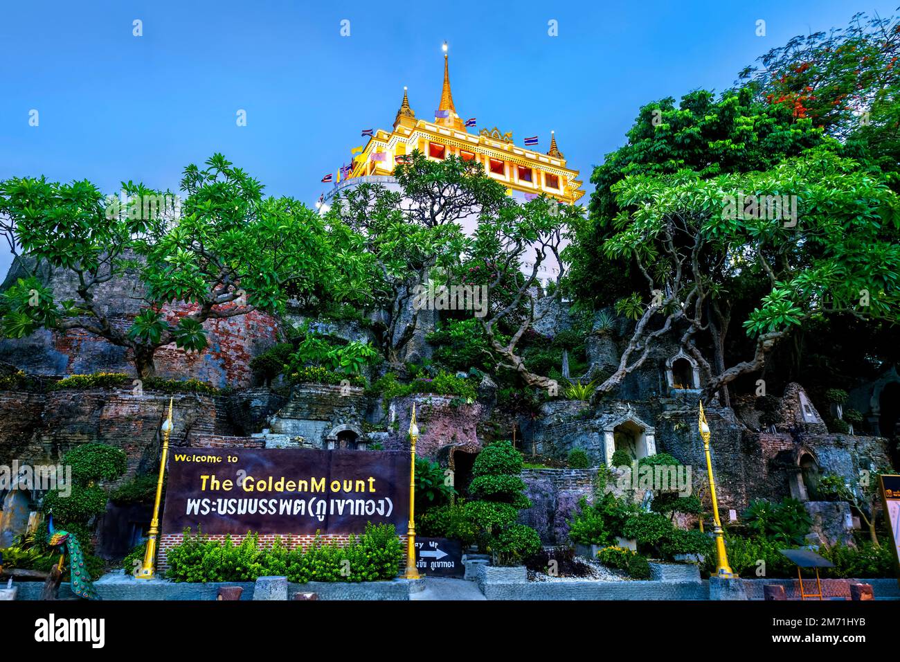 Bangkok, Thailand. 11th May, 2022. The Golden Mount Wat Saket temple complex (Wat Saket Ratcha ...