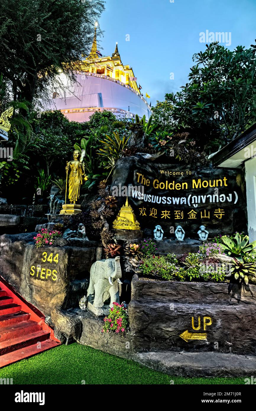 Bangkok, Thailand. 11th May, 2022. The Golden Mount Wat Saket temple complex (Wat Saket Ratcha ...