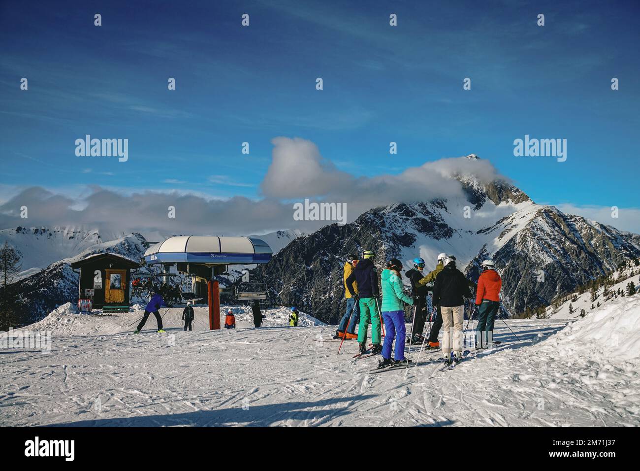 Overview Claviere ski resort in Piedmont in the Alps on the border ...