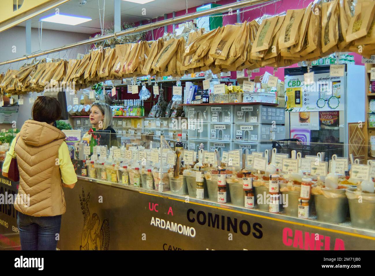 Tenerife, Spain - January 06, 2023: People doing their daily shopping ...